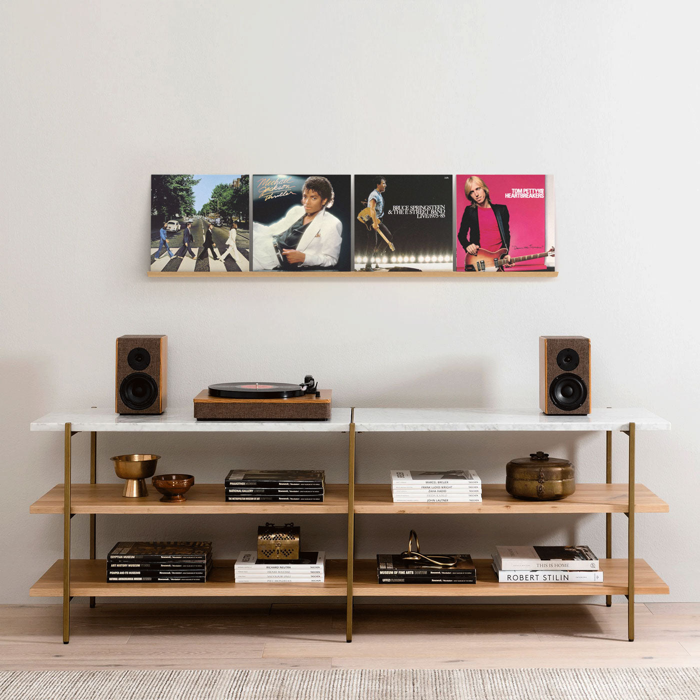 Wall mount record shelf store